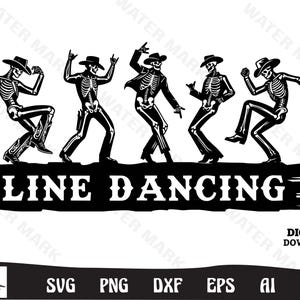 Line Dancing Svg - Line Dance Skeleton Cut File Instant Digital ...