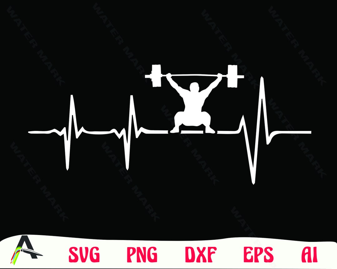 Levantamiento de pesas svg archivo de corte cool heartbeat culturista ...