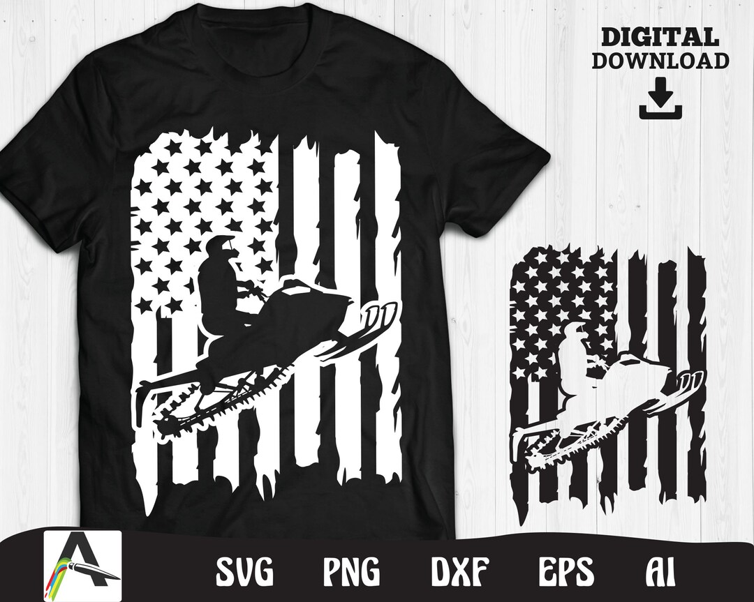 Snowmobile US Flag SVG: Cricut & Silhouette Cut File (digital Download ...