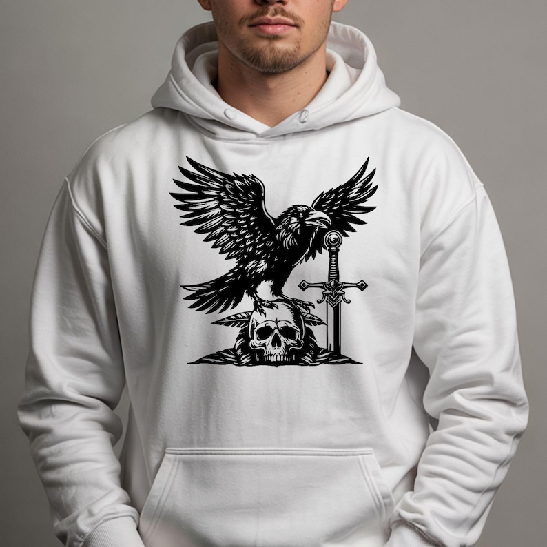 Gothic Raven SVG Bundle: Dark Tattoo & Shirt Designs (commercial Use ...