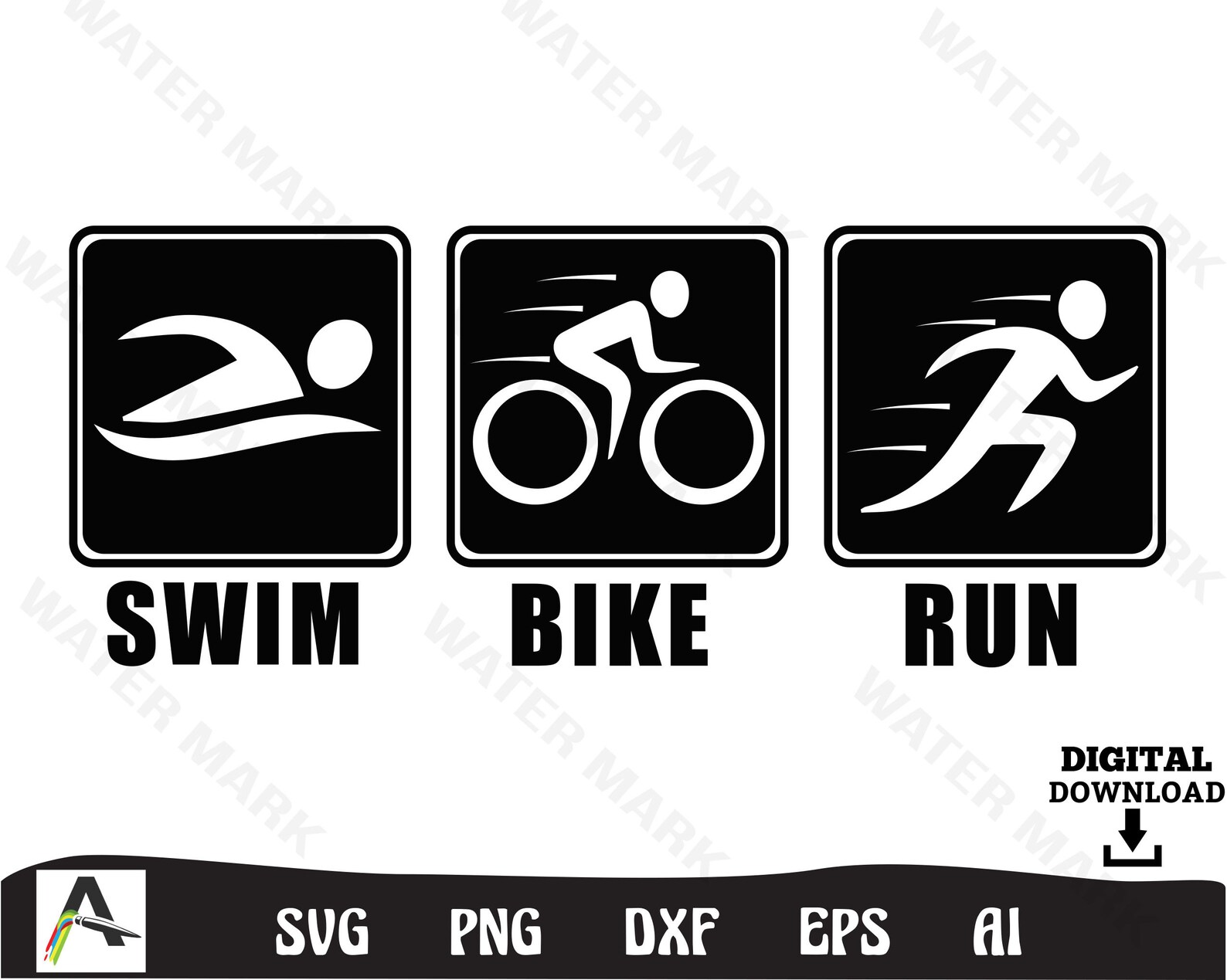 Triathlon Svg - Swim Bike Run Triathlon Art Triathlete Cut File Instant ...