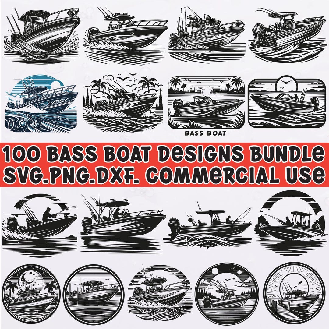 Bass Boat SVG - Bass Boat Bundle for Cricut and Silhouette | Fishing ...