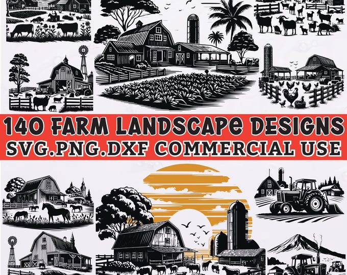 Farm Silo Svg, Countryside Farm Silhouette, Wheat Fields Svg Bundle ...