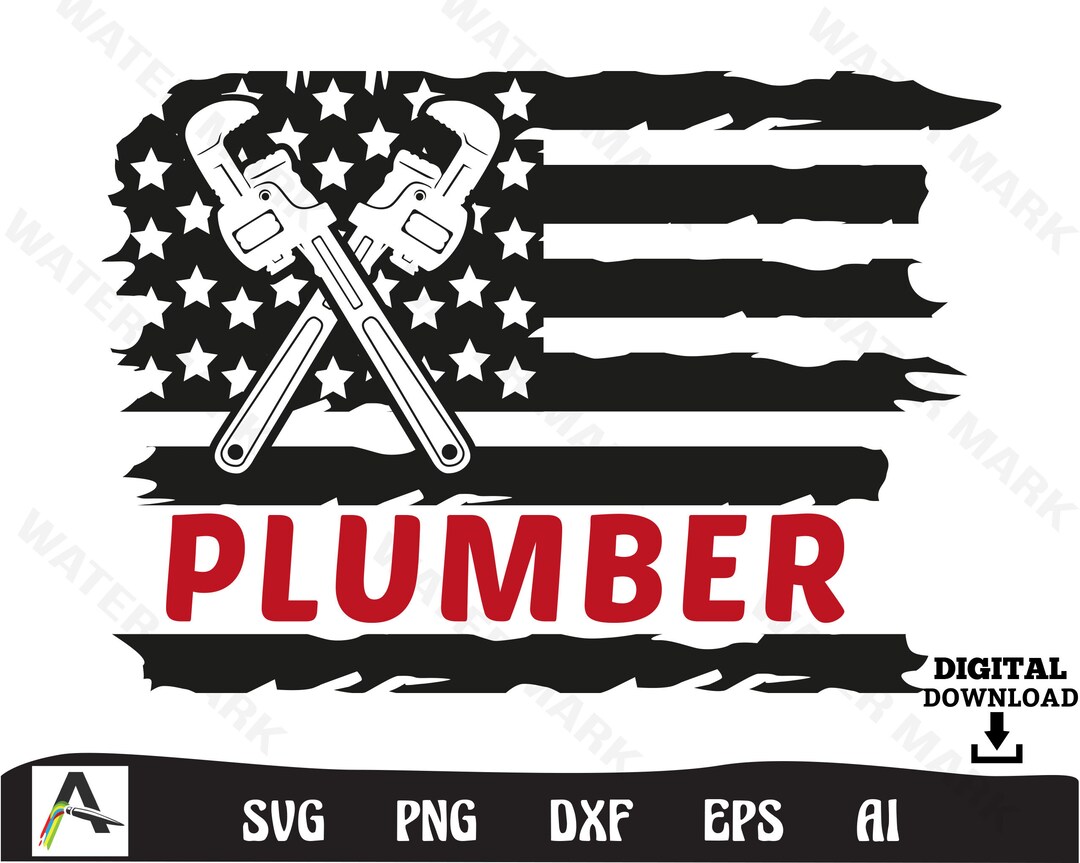 Plumber Patriotic US Flag Art - Cut File (digital Download) - Etsy