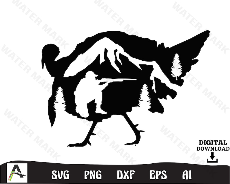 Turkey Svg File Turkey Hunting Silhouette Artistic Turkey Hunter ...