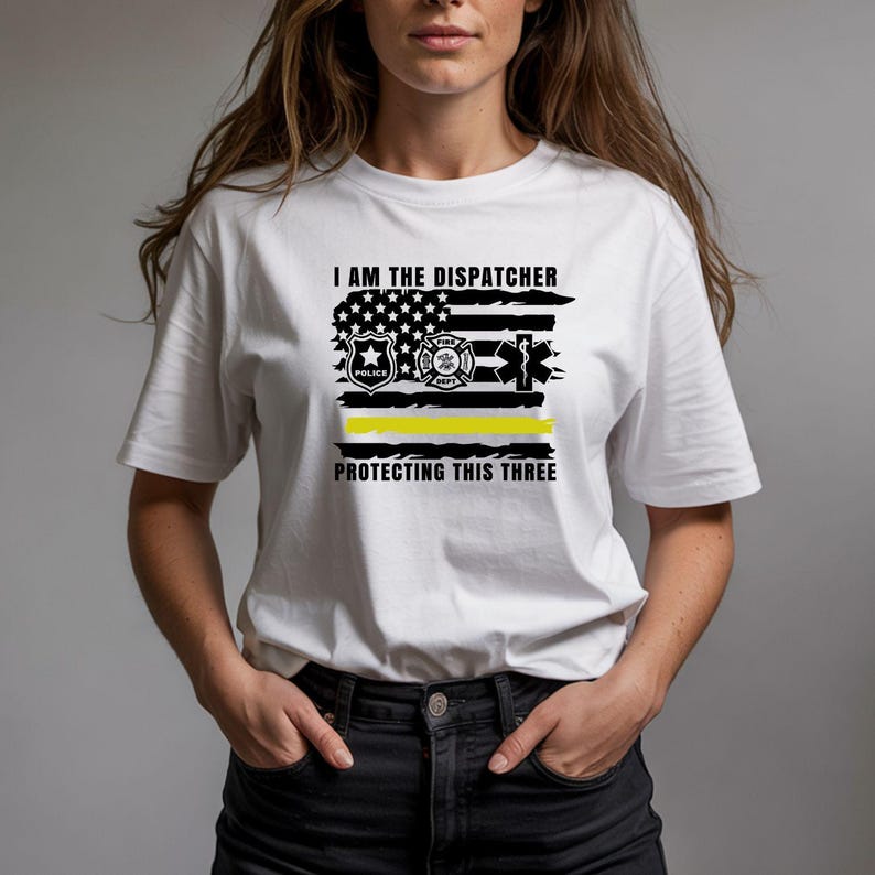 Thin Yellow Line Dispatcher SVG Police Fire EMS Support American Flag ...