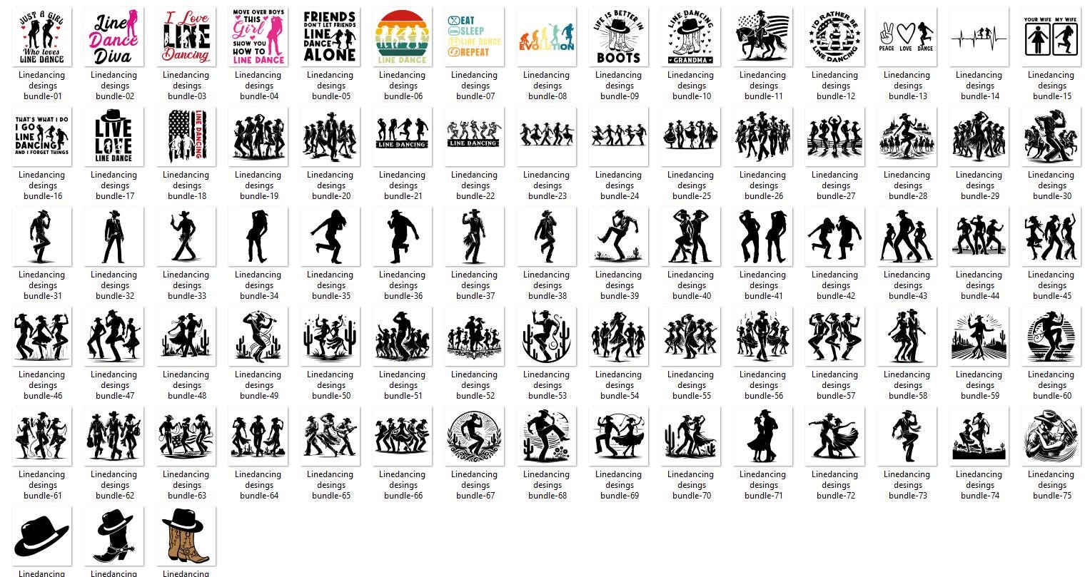Line Dancing SVG Bundle, Country Western Dancing PNG DXF Files, Cowgirl ...