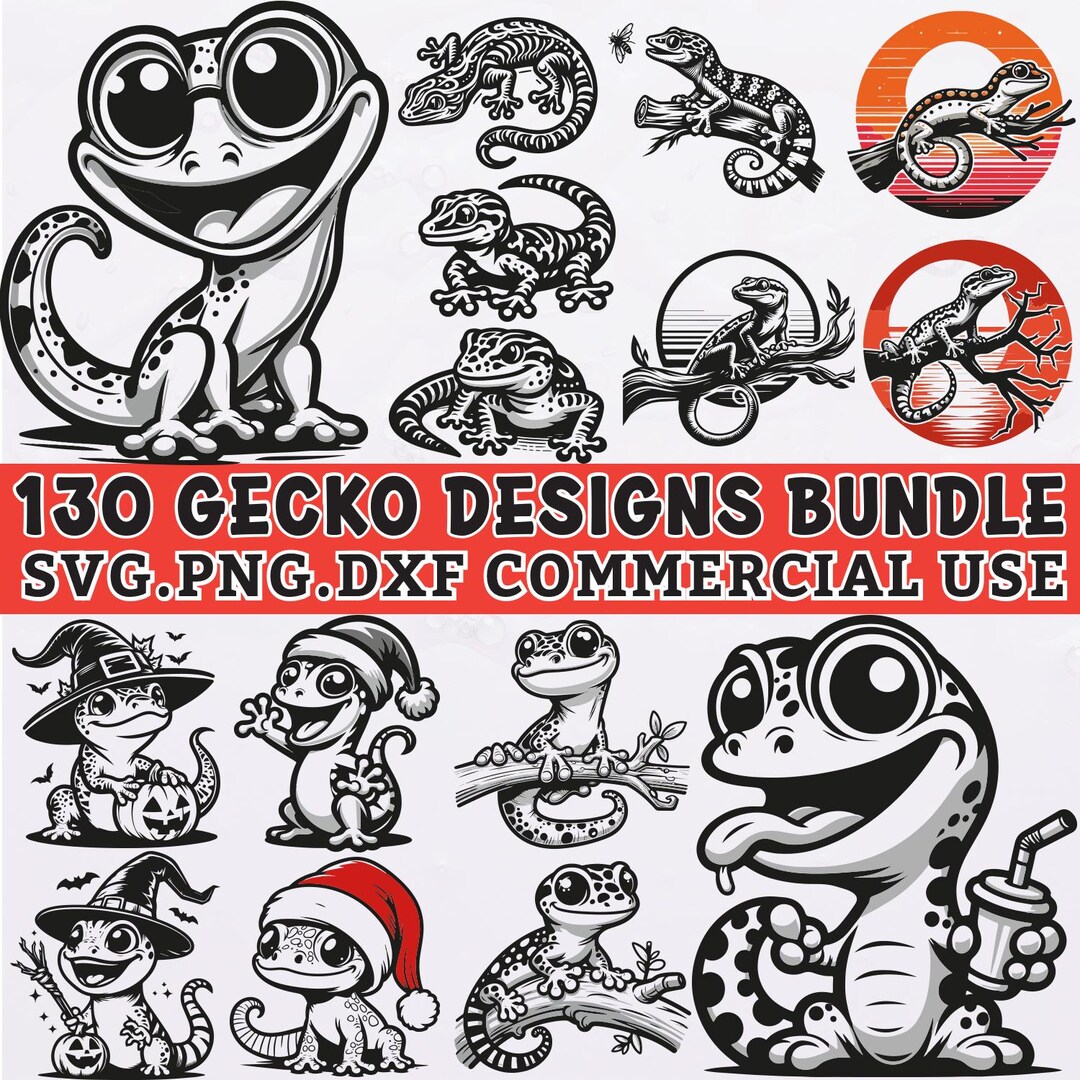 Gecko SVG Bundle, Cute Gecko Clipart, Reptile Svg Png Eps, Gecko ...