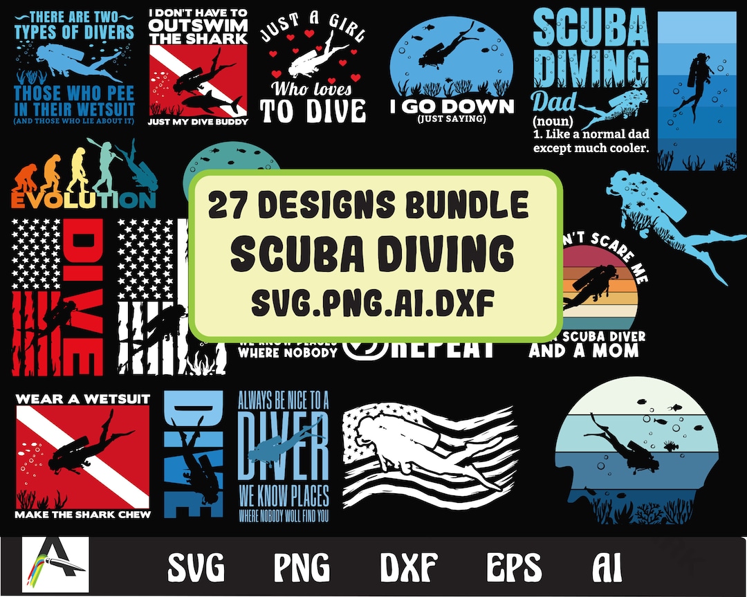 Scuba Diving Svg - Scuba Diving Bundle Designs Cut File Art Instant ...