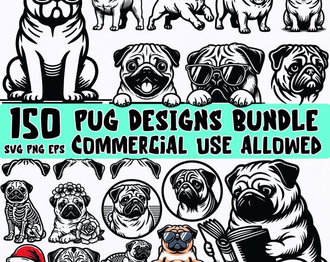 Floral Pug Dog SVG PNG, Pug Svg, SVG Files for Cricut, Commercial Use ...