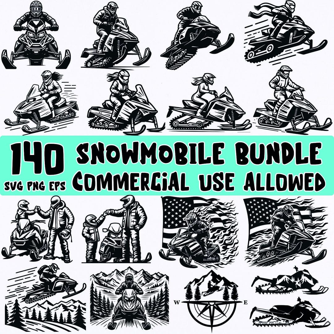 Snowmobile SVG Bundle, Snowmobile Clipart Set, Winter Sports Svg ...