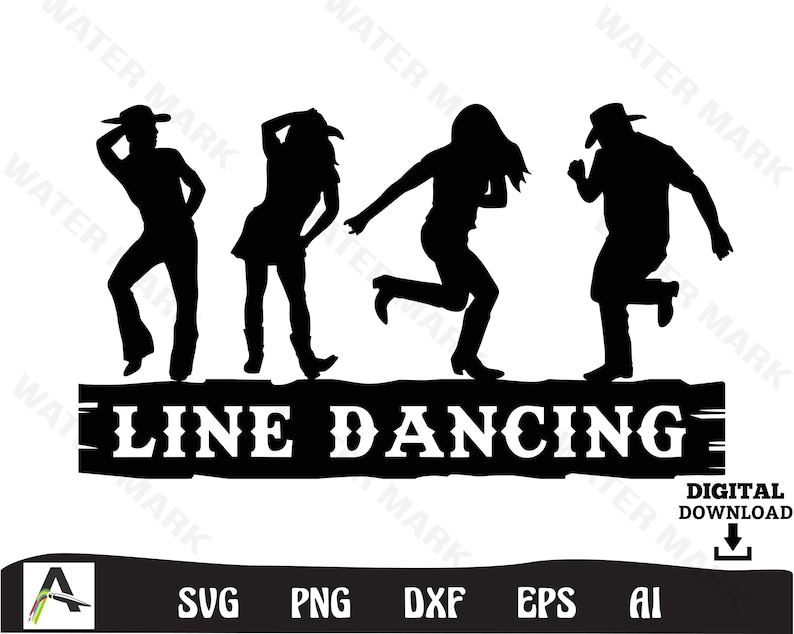 Line Dancing Svg - Cool Line Dancing Silhouette Art Cut File Instant ...