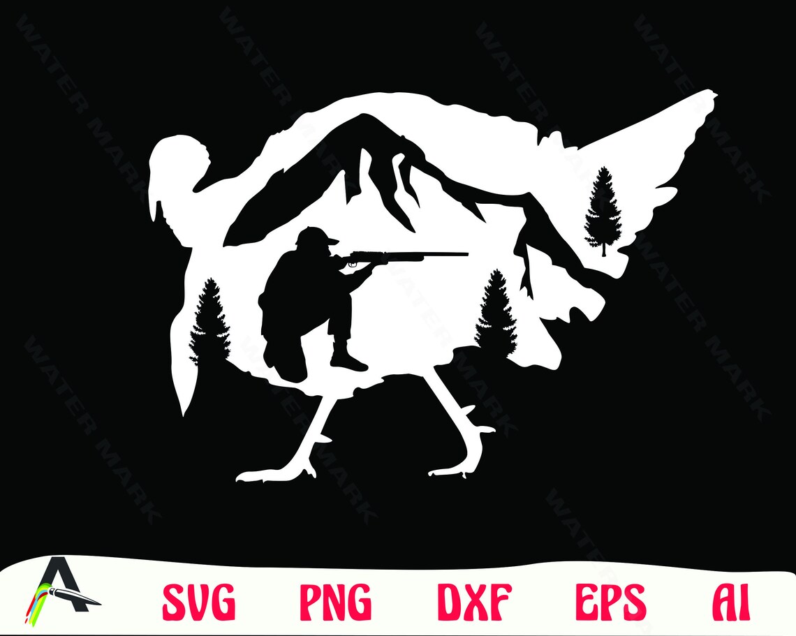 Turkey Svg File Turkey Hunting Silhouette Artistic Turkey - Etsy