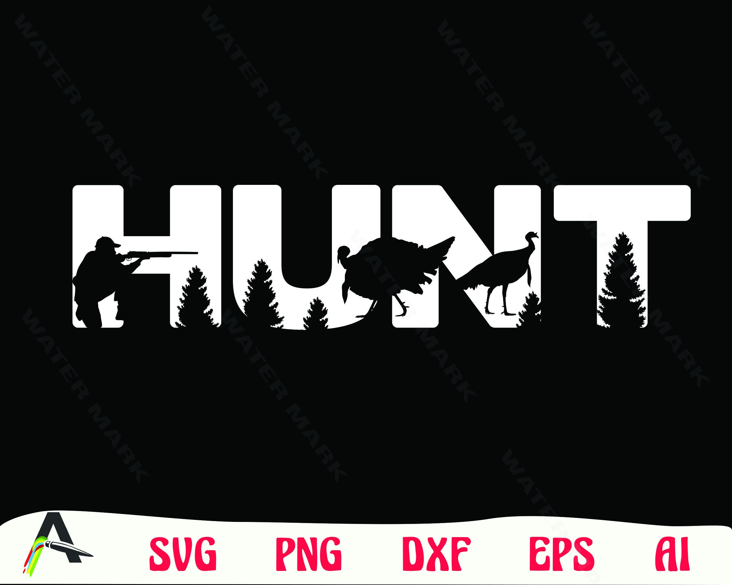 Turkey Svg File Hunt Silhouette Artistic Turkey Hunter - Etsy