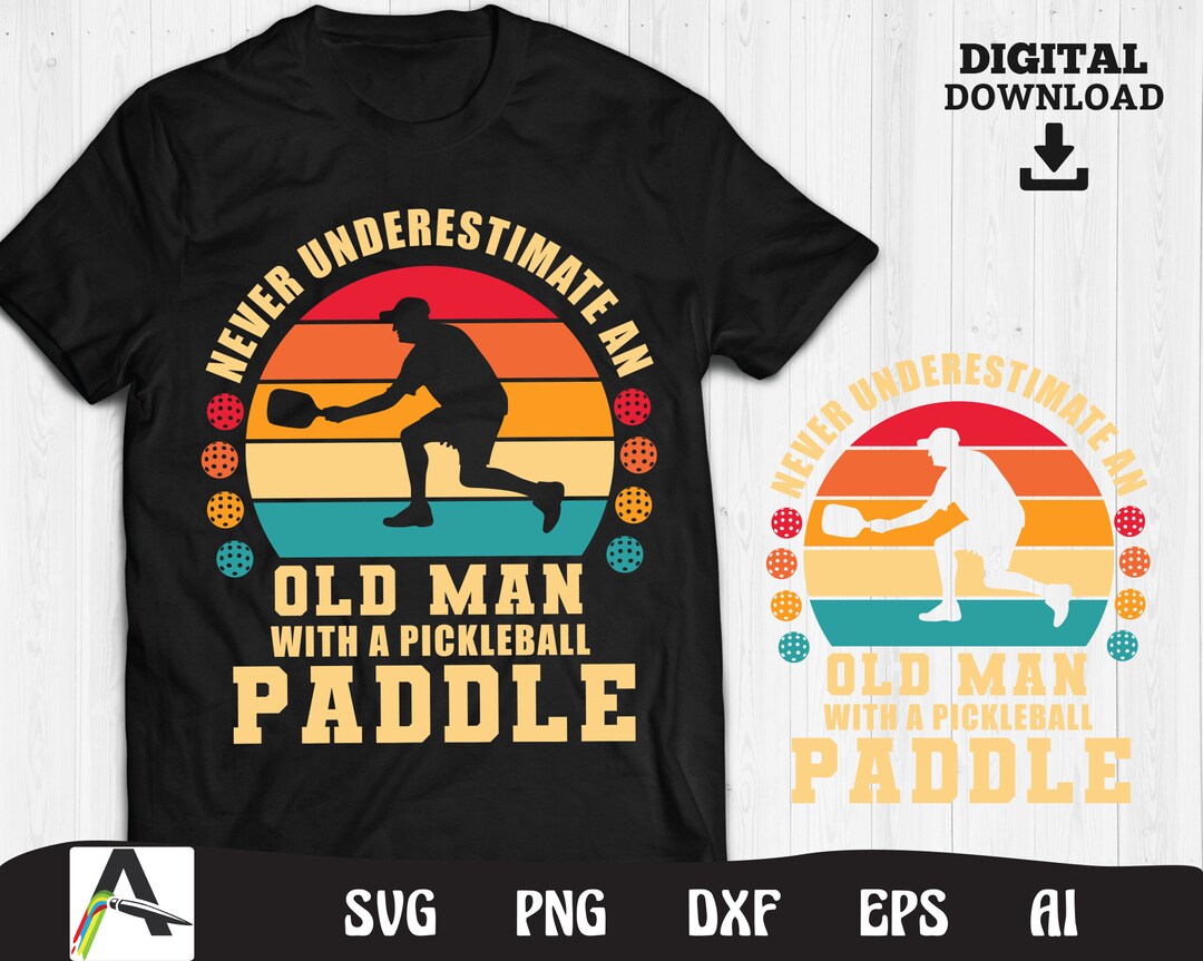 Pickleball Old Man Silhouette Art: SVG, PNG, DXF (digital Download) - Etsy