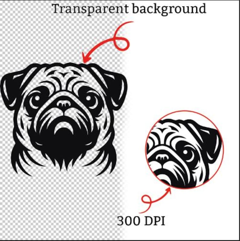 Pug SVG Bundle | Cute Pug Dog Clipart Set for Cricut, Silhouette | Pug ...