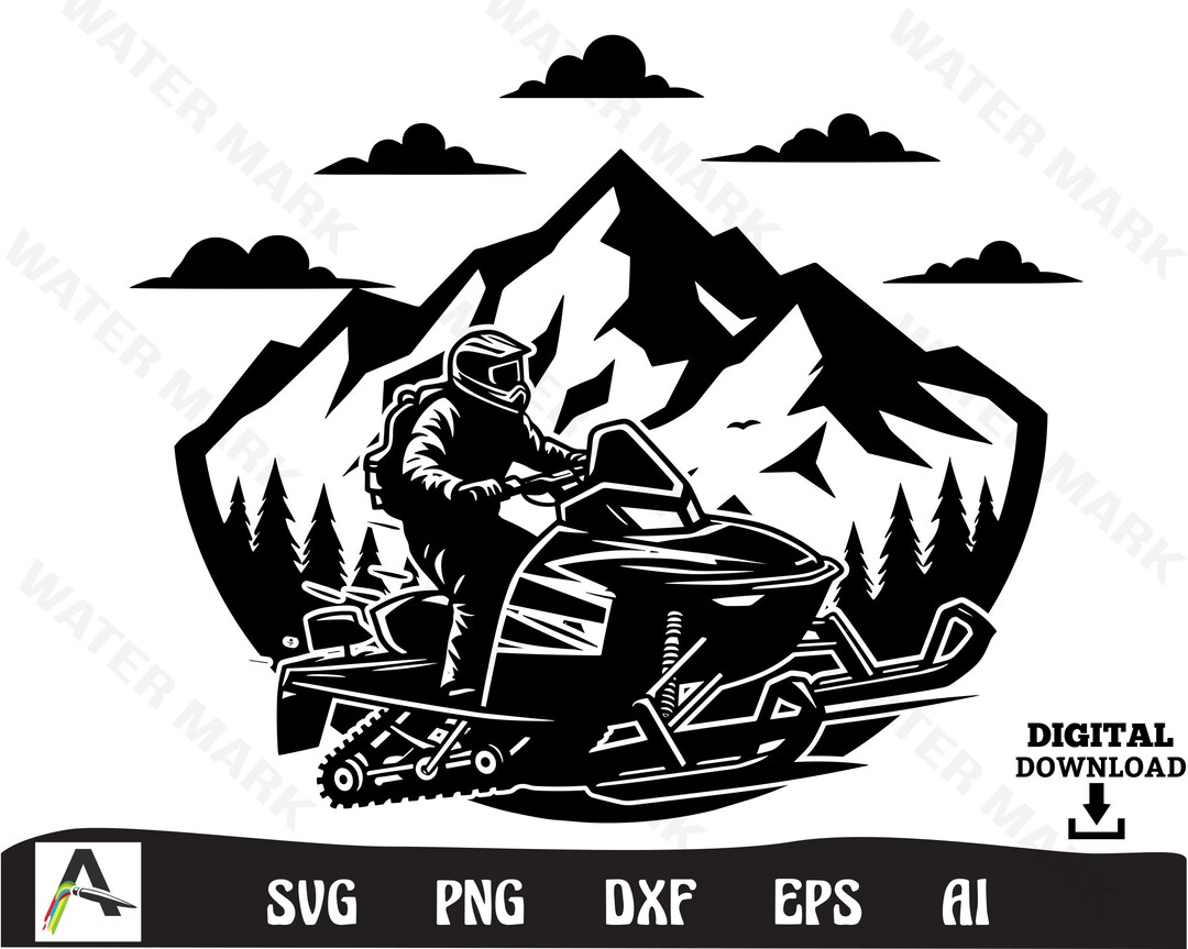 Snowmobile Svg Snowmobile Black Art Cut File Clipart Instant Digital ...
