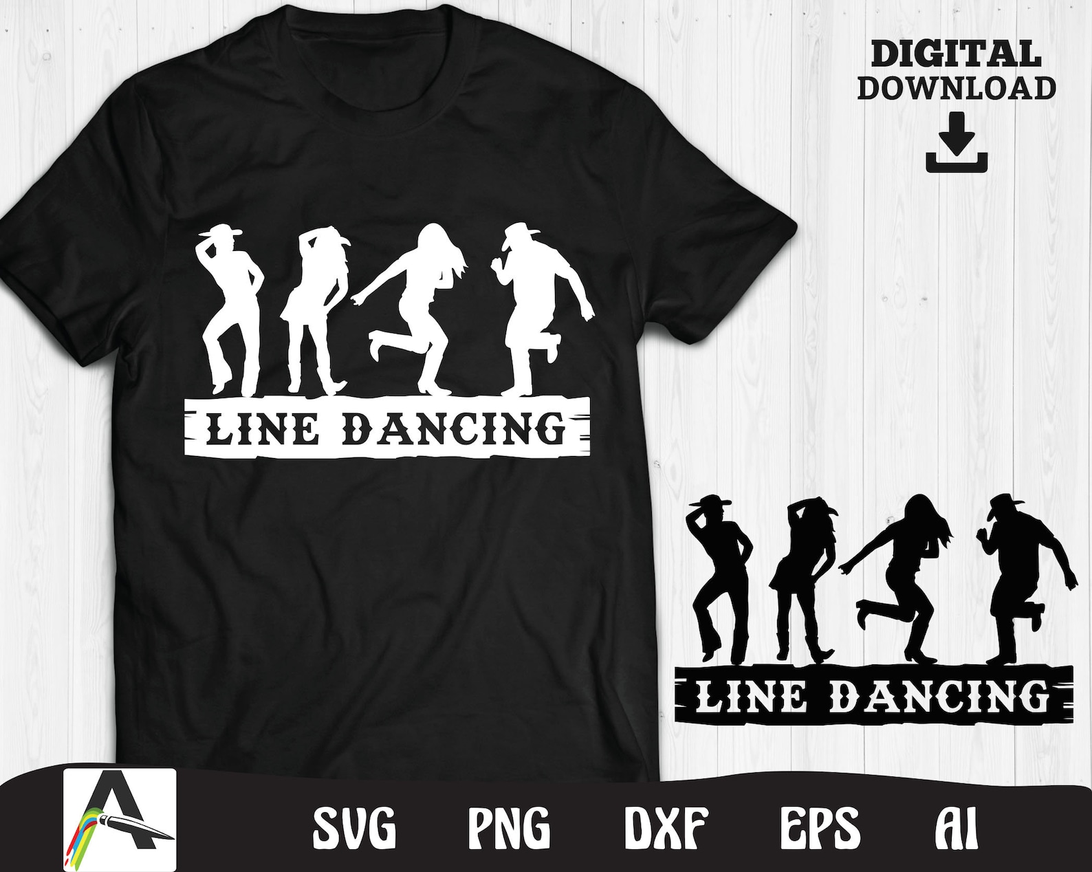 Line Dancing Svg - Cool Line Dancing Silhouette Art Cut File Instant ...