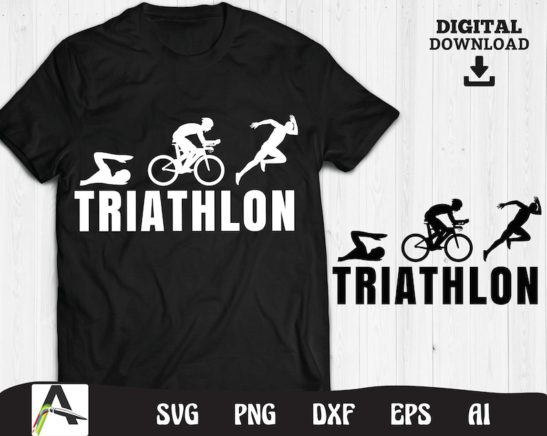 Triathlon Svg - Triathlon Silhouette Art Triathlete Cut File Instant ...