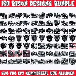 130 Bison Designs Bundle SVG PNG EPS | Buffalo Clipart for Cricut ...