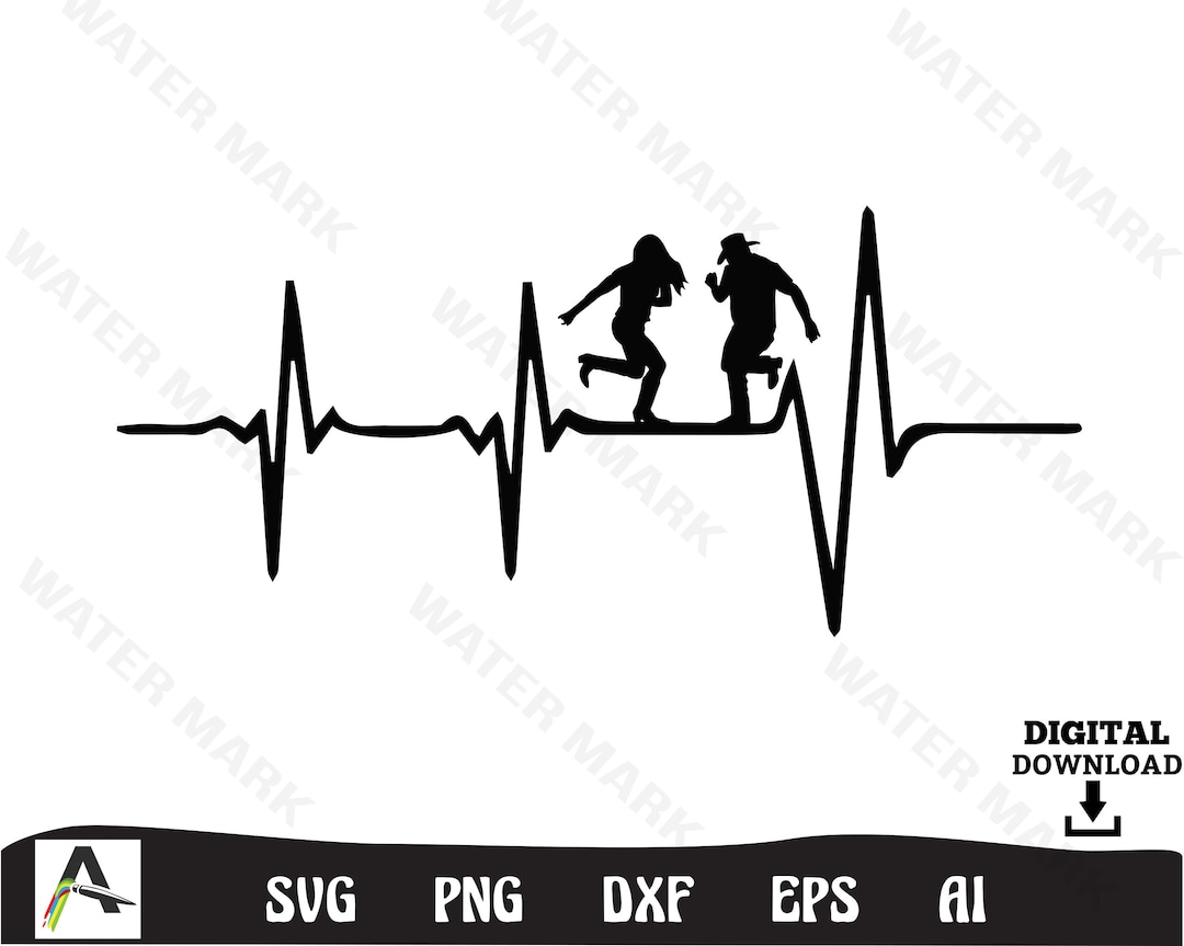 Line Dancing Svg - Line Dance Heartbeat Funny Art Cut File Instant ...