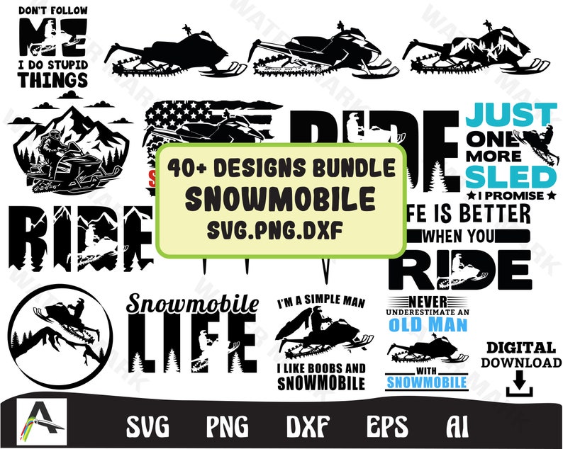 Snowmobile Svg - Snowmobile Designs Bundle Cut File Clipart Instant ...