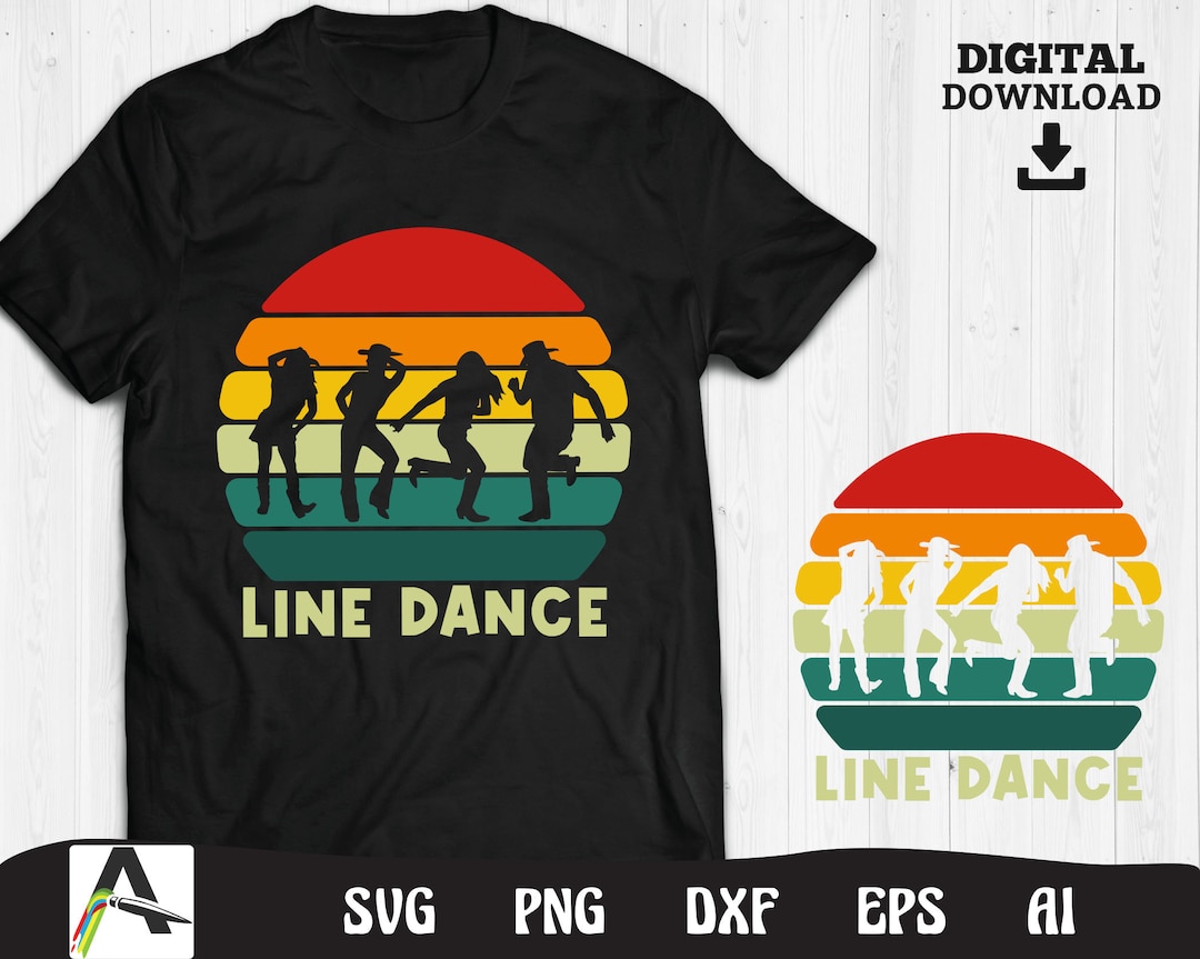 Line Dancing Svg - Line Dance Retro Art Cut File Instant Digital ...