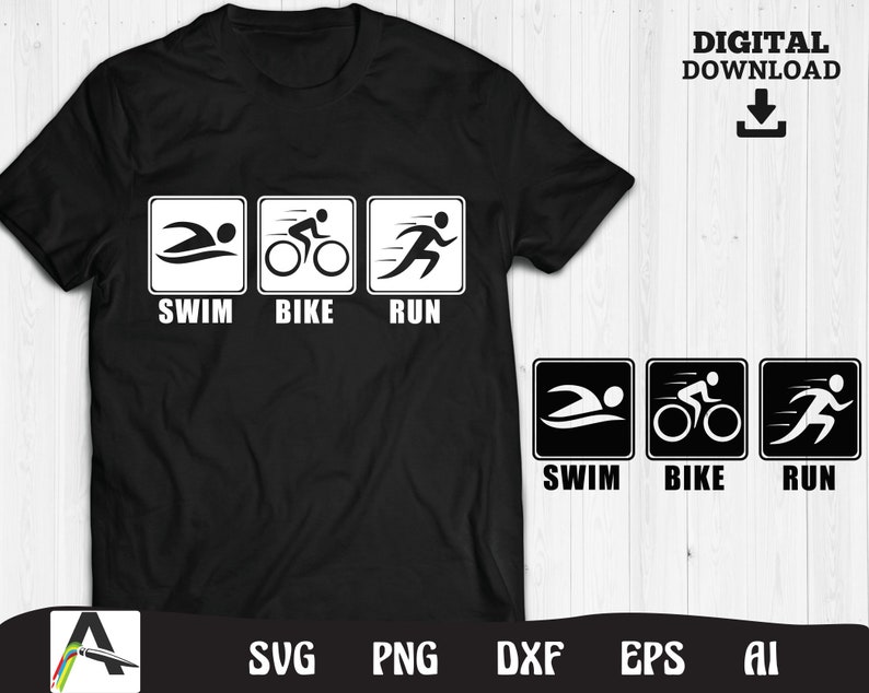 Triathlon Svg - Swim Bike Run Triathlon Art Triathlete Cut File Instant ...