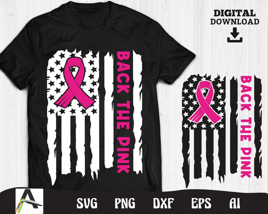 Breast Cancer Awareness SVG: Back the Pink American Flag (digital ...