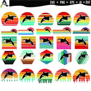 Orca Svg File - Orcas Retro Bundle Cut File for Cricut Clipart Digital ...
