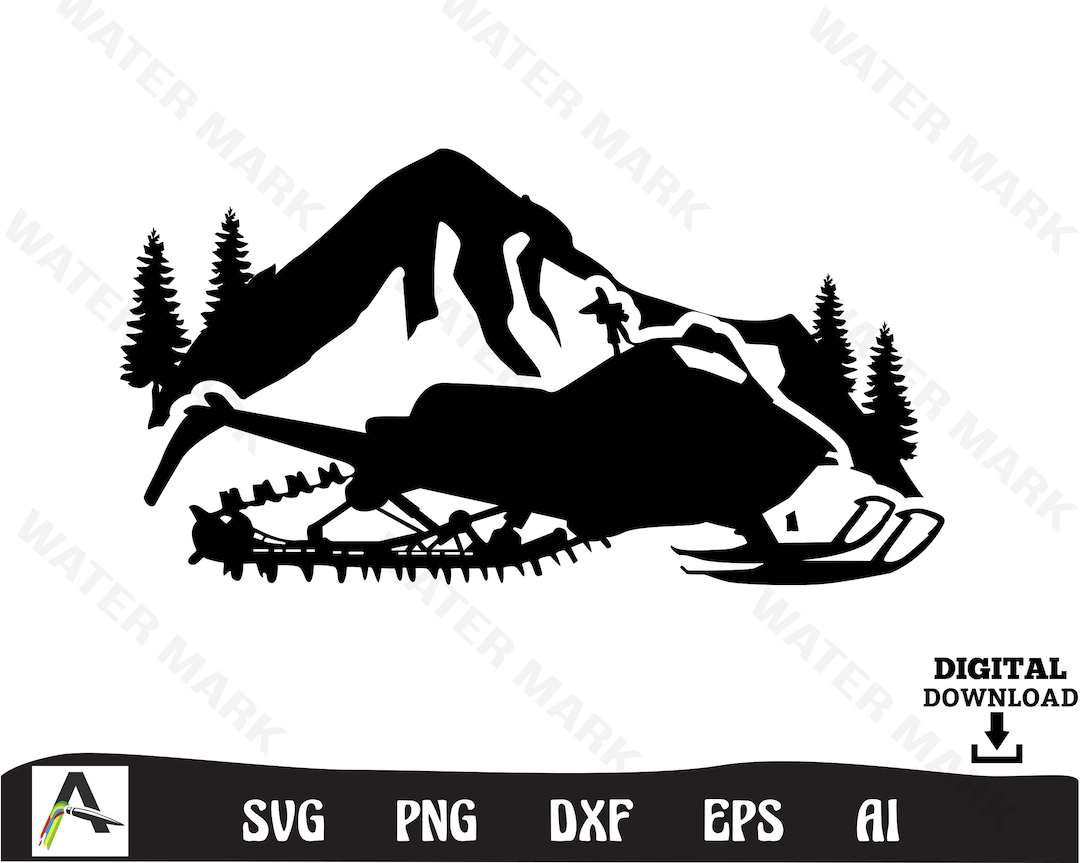 Snowmobile Svg - Cool Artistic Snowmobile Silhouette for Cricut Svg ...