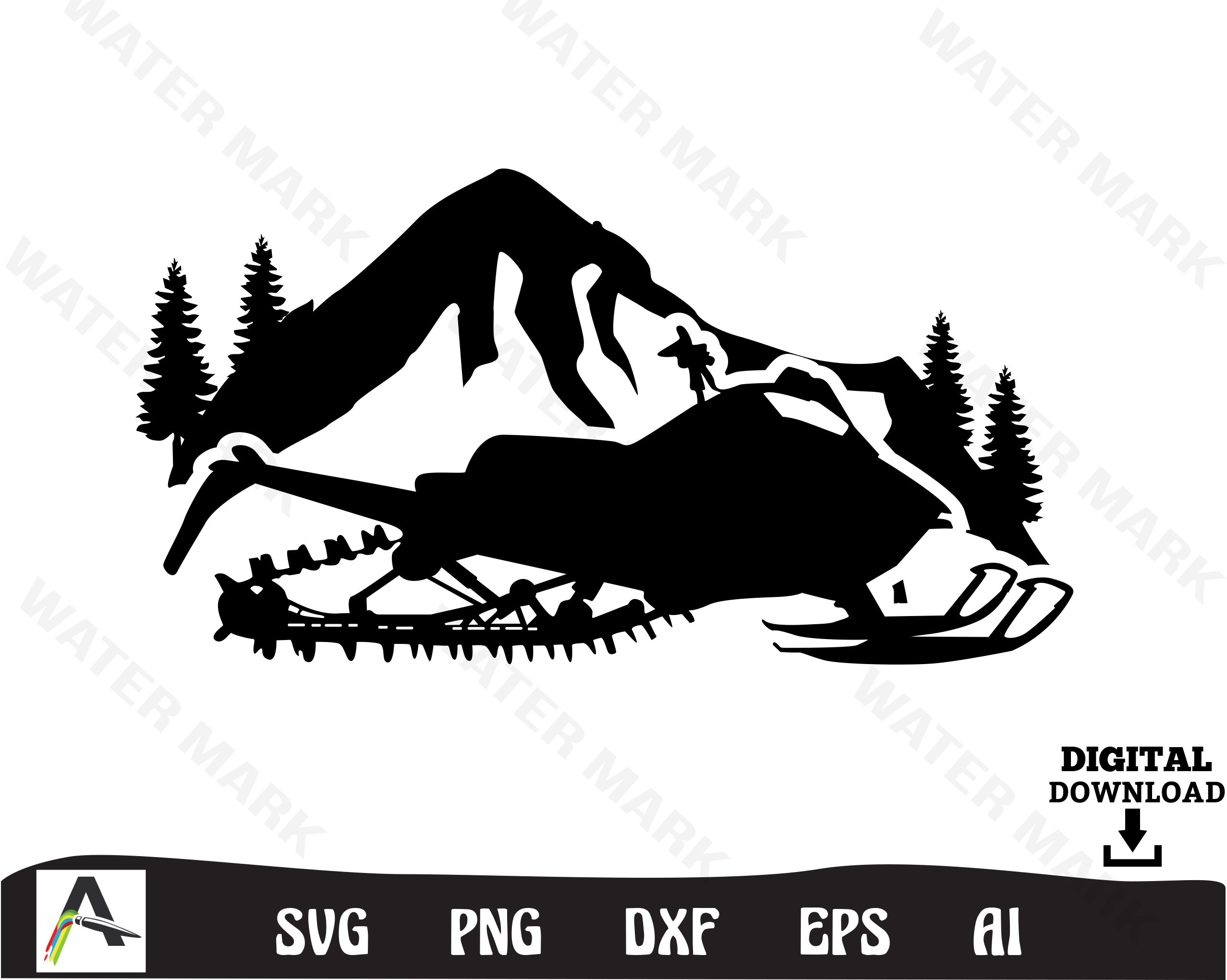 Snowmobile Svg Cool Artistic Snowmobile Silhouette for | Etsy