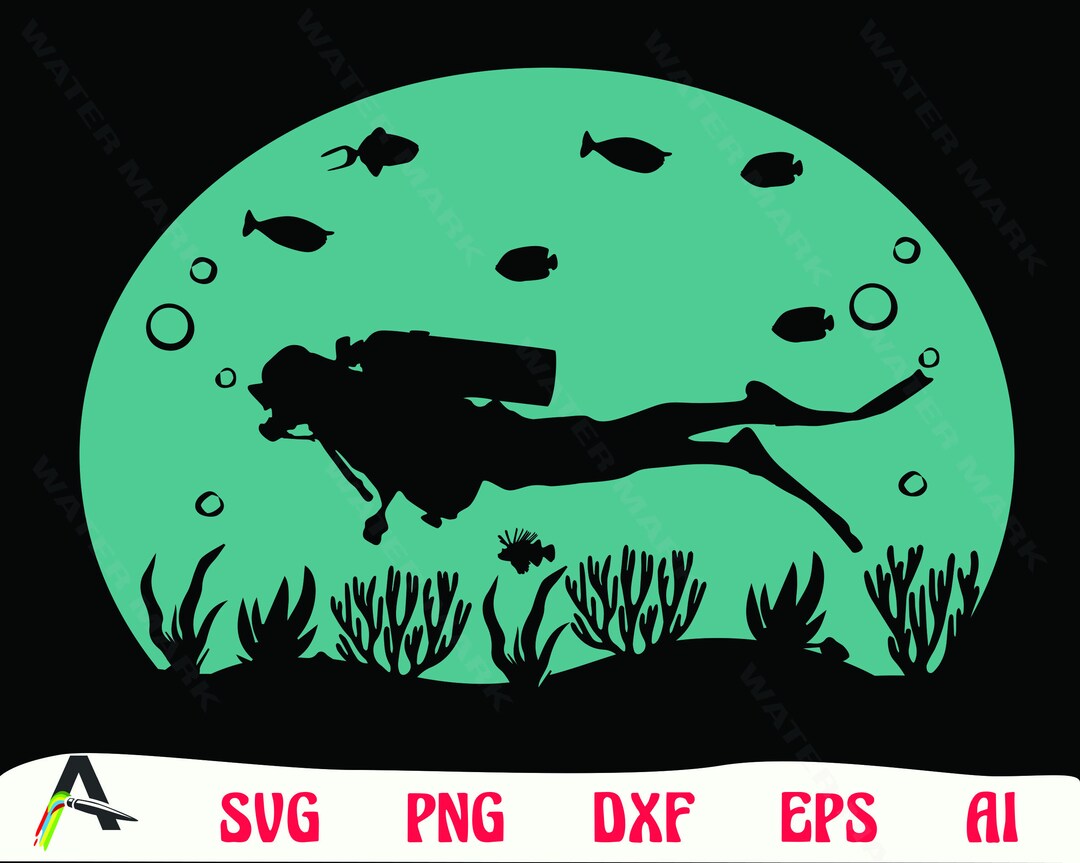 Scuba Diving SVG: Artistic Cut File (digital Download) - Etsy