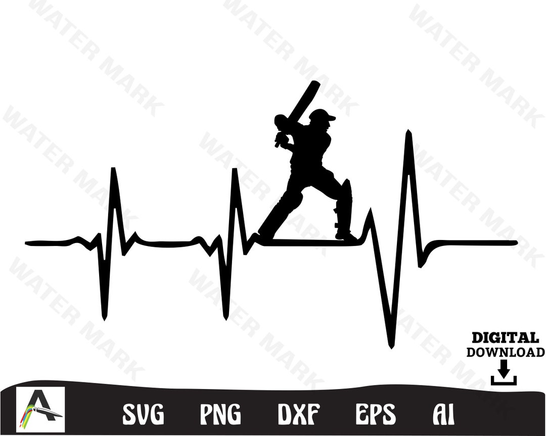 Cricket Svg Funny Cricket Player Heartbeat Cricket Sports Svg Cut File ...