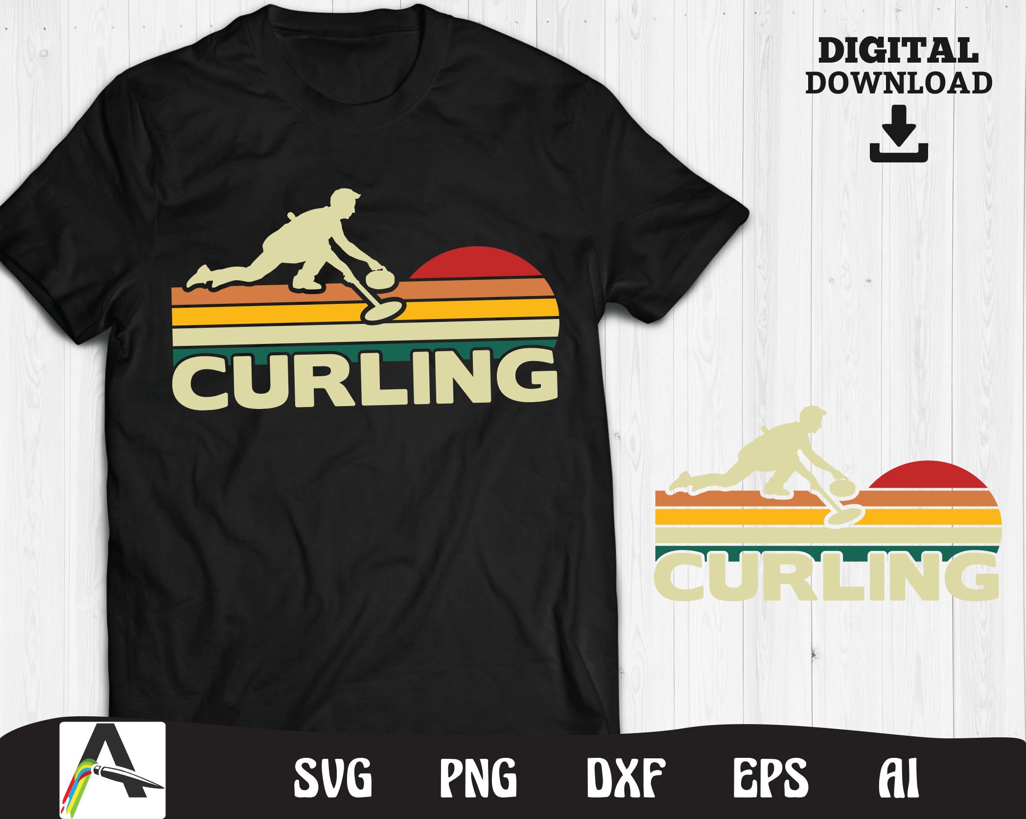 Art & Collectibles Drawing & Illustration Curling Svg Files Instant ...