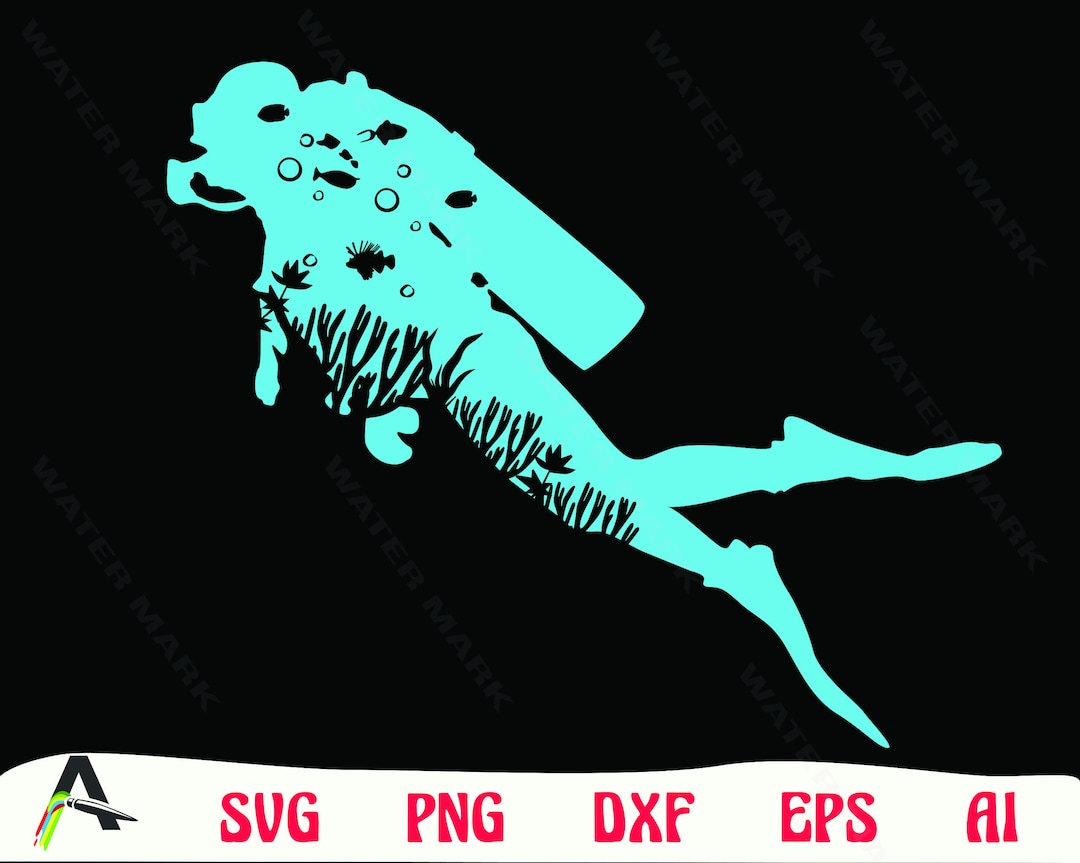 Scuba Diving Svg - Cool Scuba Diving Artistic Sihlouette Cut File Art ...