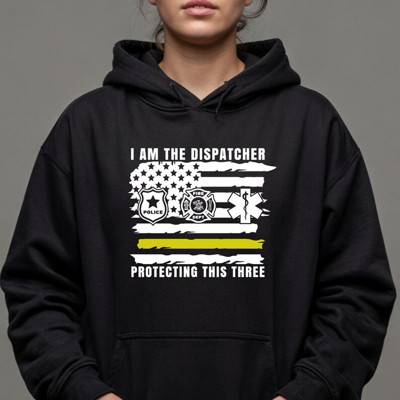 Thin Yellow Line Dispatcher SVG Police Fire EMS Support American Flag ...