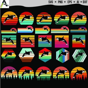 Orca Svg File - Orcas Retro Bundle Cut File for Cricut Clipart Digital ...