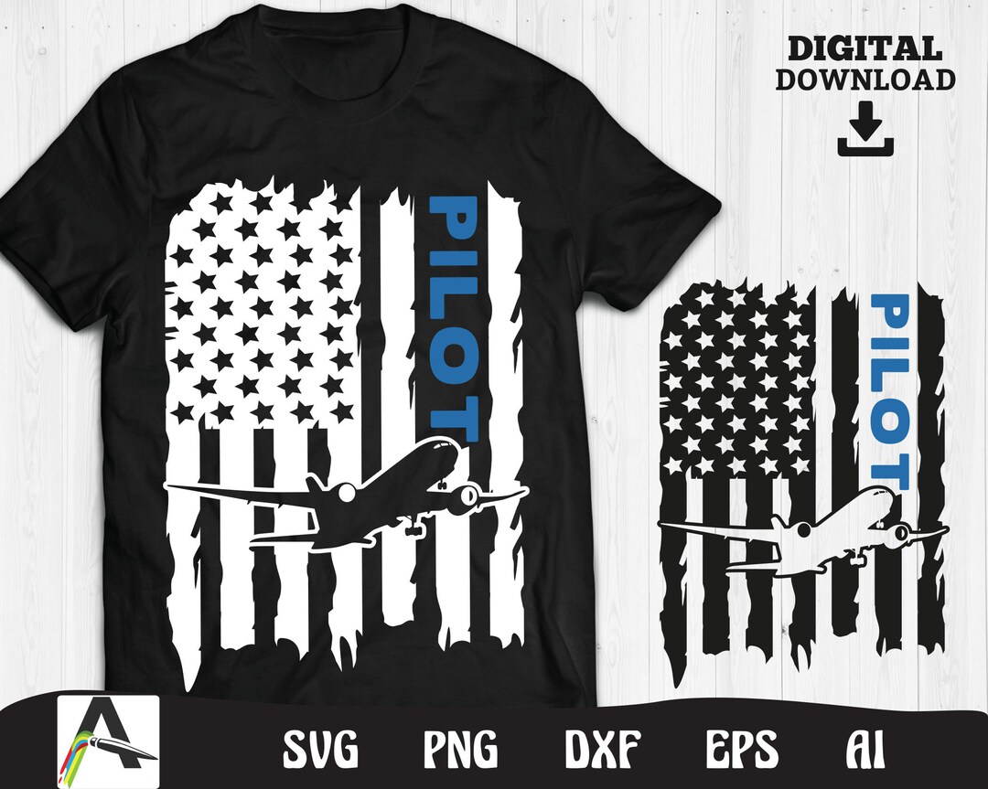 Pilot Svg Cool Pilot Us Flag Airplane Art Cut File Instant - Etsy