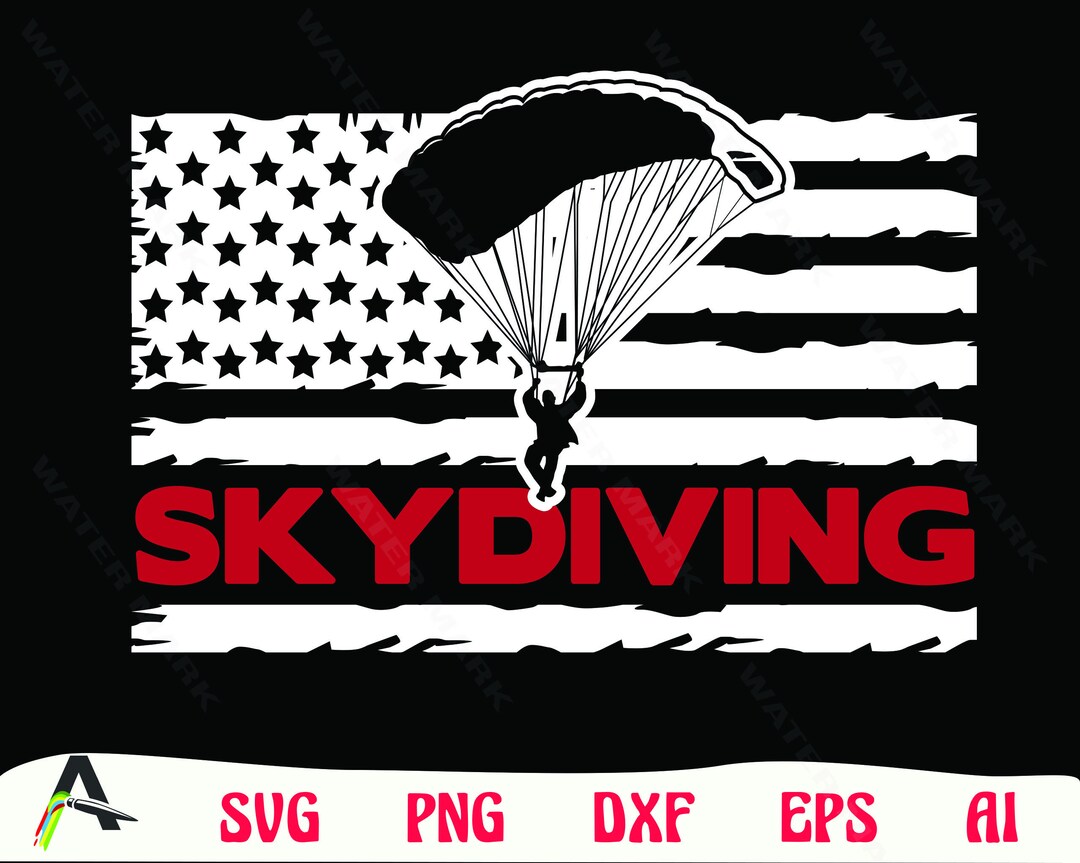 Skydivinge Svg File - Skydiving Us Flag Artistic Parachute Clipart Cut ...