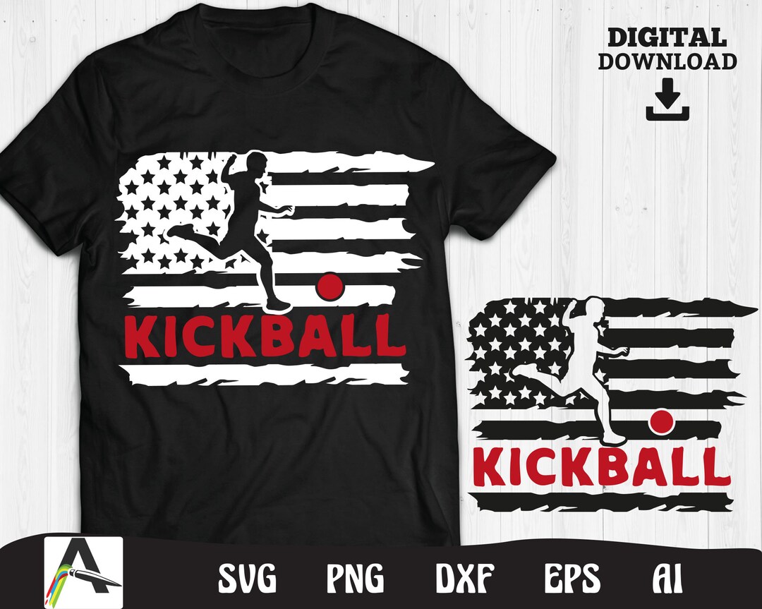 Kickball Svg - Kickball Us Flag Art Cut File Clipart Instant Digital ...