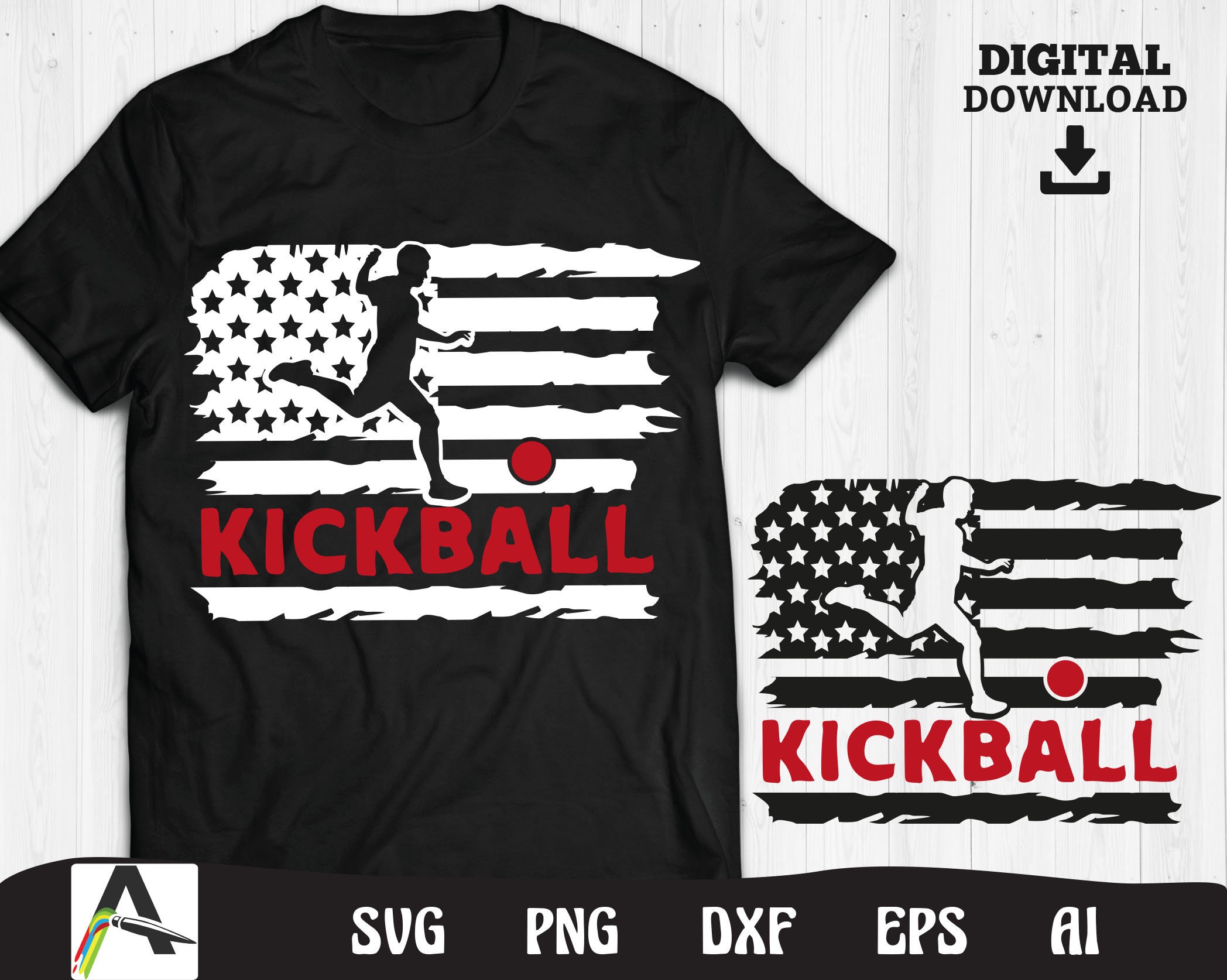 Kickball Svg Kickball Us Flag Art Cut File Clipart Instant - Etsy