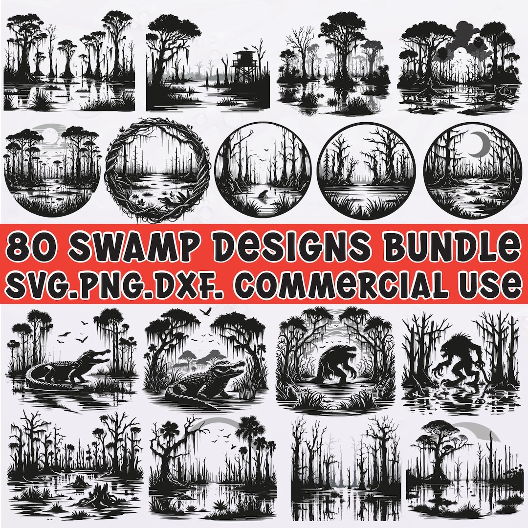 Swamp SVG Bundle PNG DXF Files for Cricut and Silhouette, Bayou Gator ...