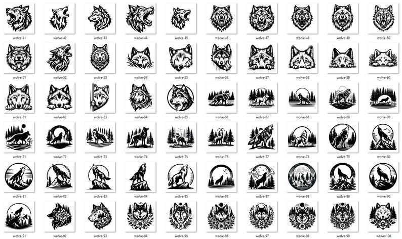 Wolf Designs SVG Bundle: 100 Wild Animal Vector Cut Files - Etsy