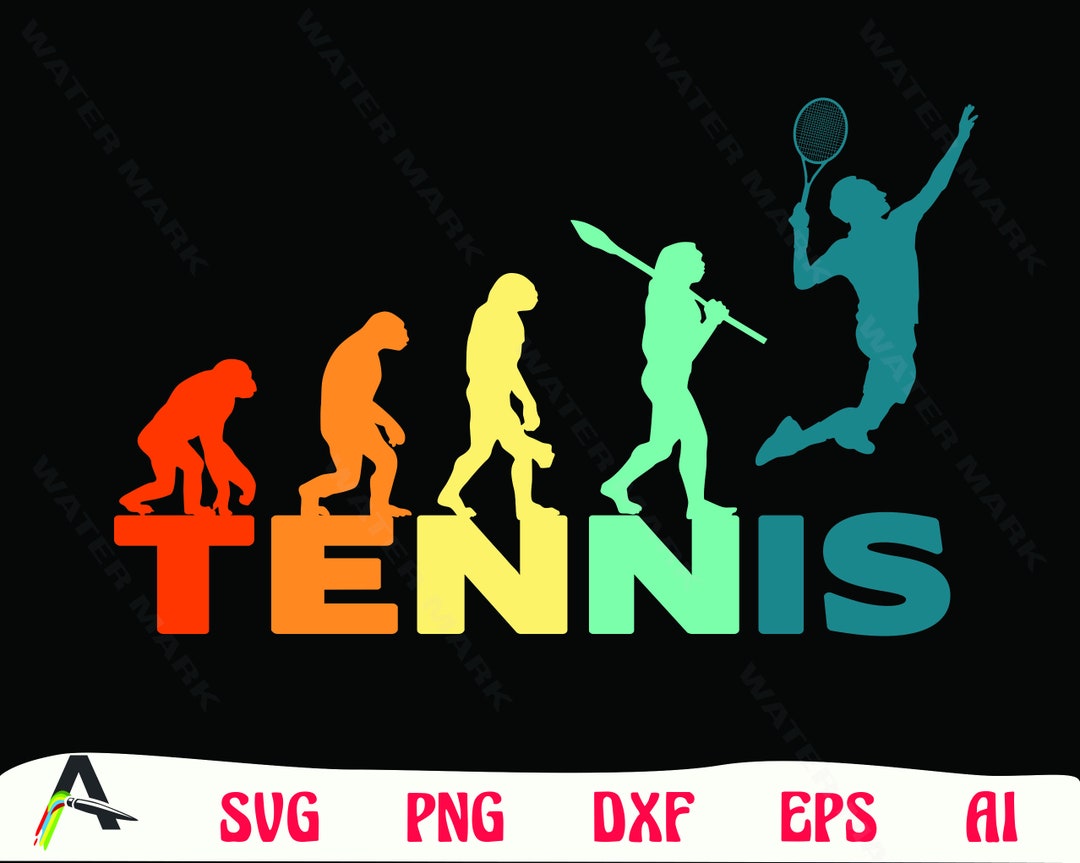Tennis SVG, Tennis Racket Svg Design - Human Evolution Retro Style SVG ...