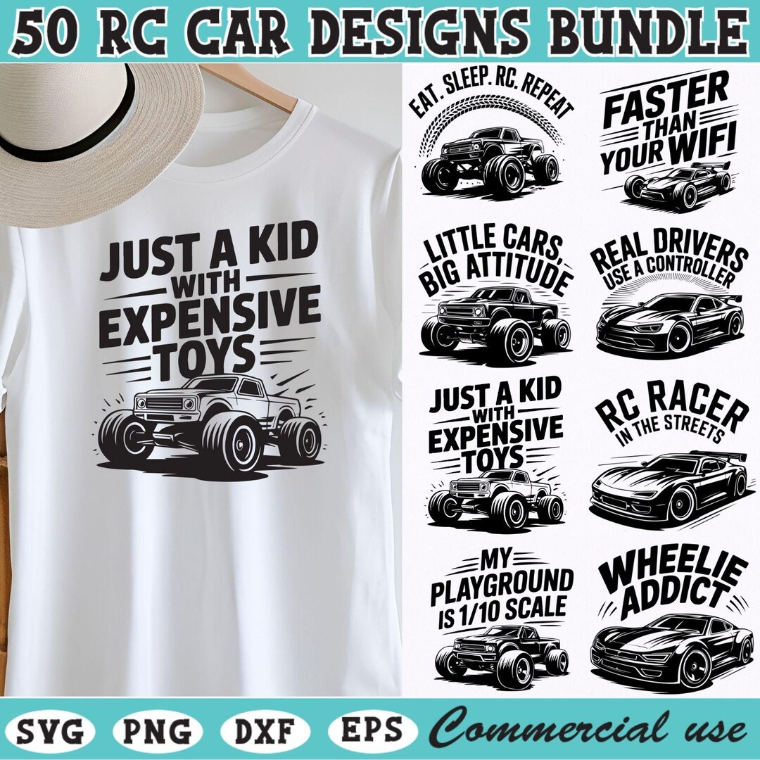 RC Car SVG Bundle for T-shirts and Crafts | 50 Funny RC Racer Quotes ...