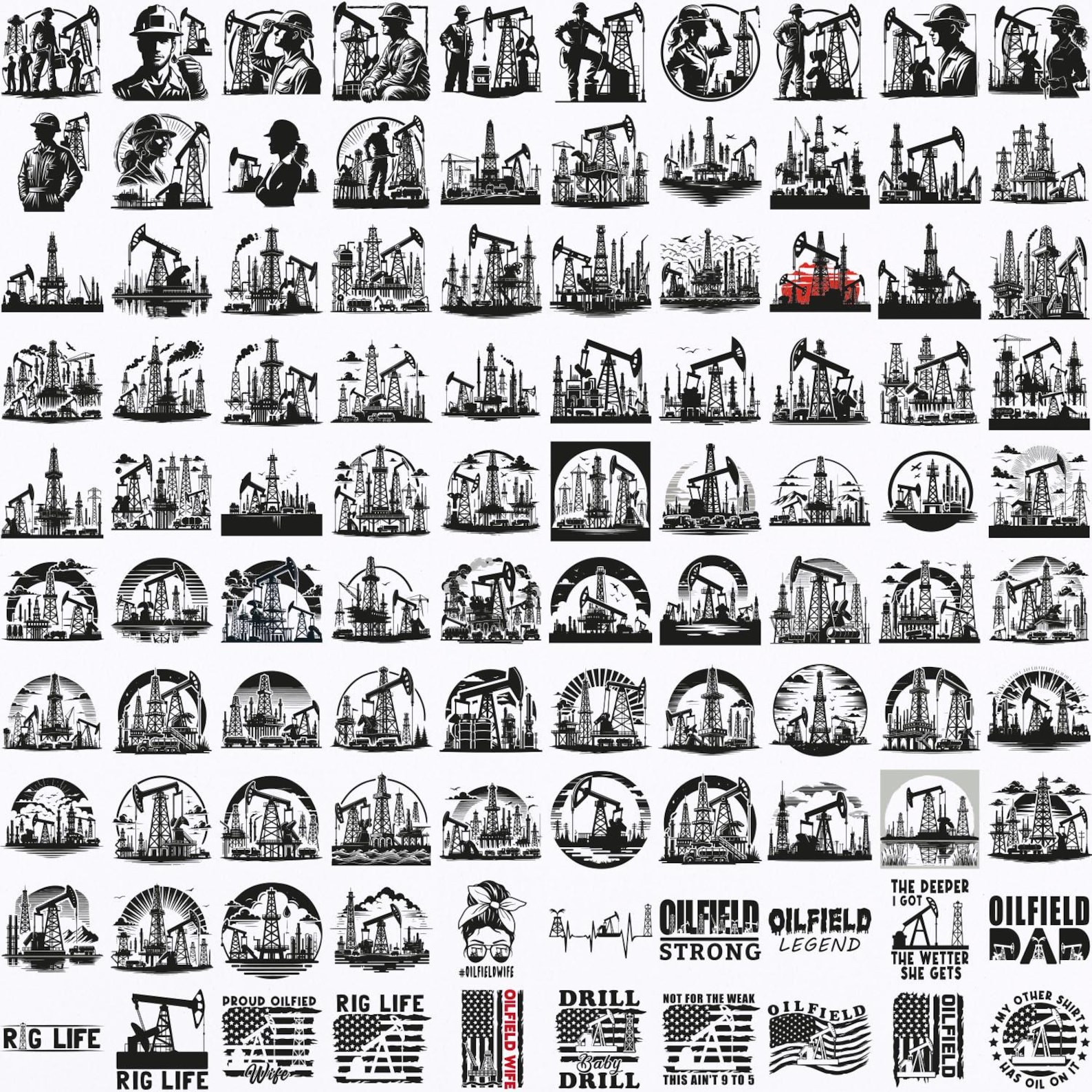Oilfield SVG Design Bundle | Rig Life PNG EPS Files | Oilfield Wife ...