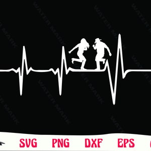 Line Dancing Svg - Line Dance Heartbeat Funny Art Cut File Instant ...