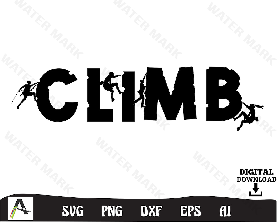 Rock Climbing Svg File - Climber Silhouette Artistic Mountain Climbing ...