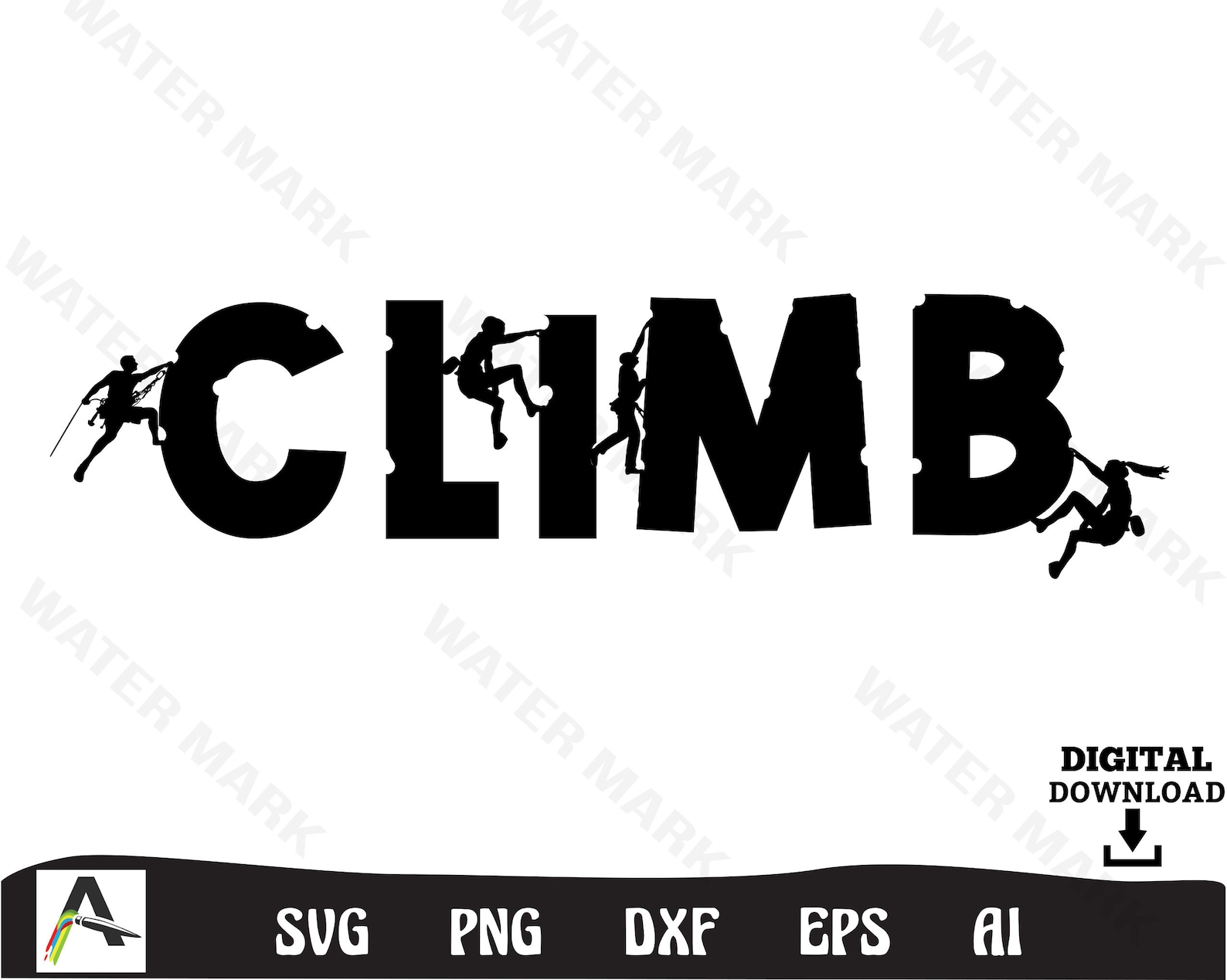 Rock Climbing Svg File Climber Silhouette Artistic Mountain Climbing ...